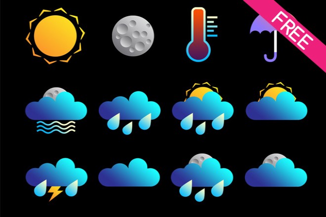 FREE 24 Weather Icons and Symbols – Free PSD Templates