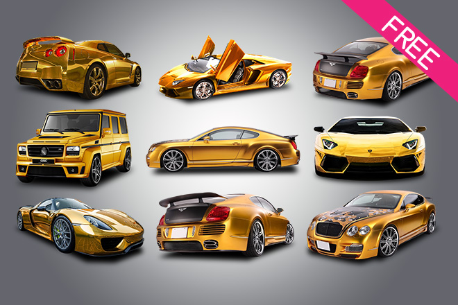 FREE Set Of Gold Car IN PSD – Free PSD Templates