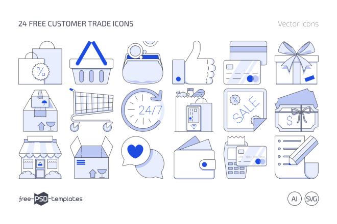 24 Free Customer Trade Icons set – Free PSD Templates