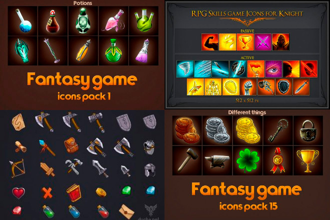9 FREE PSD RPG game icons pack – Free PSD Templates