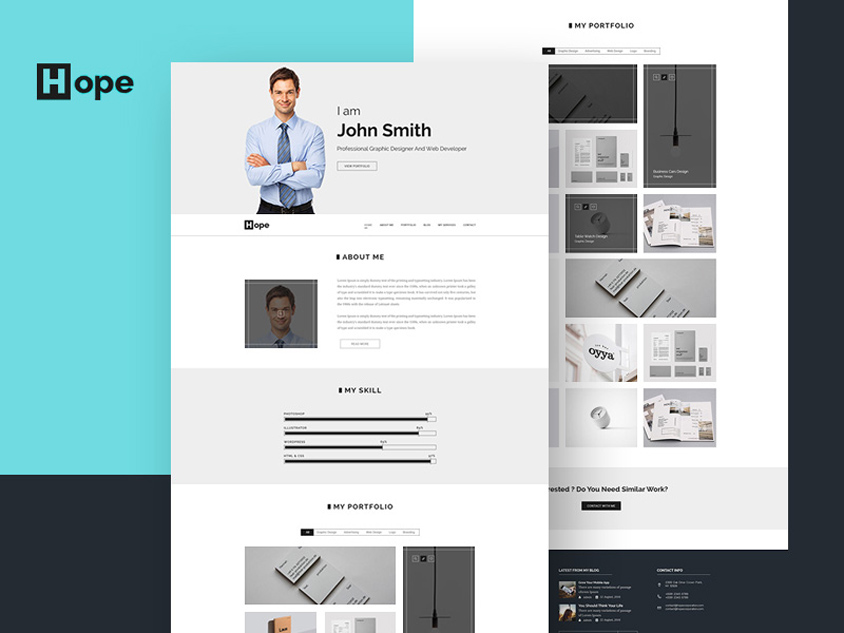Hope : Free Simple Personal Portfolio PSD Template – Free PSD Templates