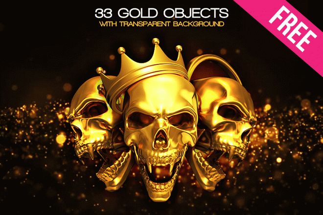 33 Free 3d Render Gold Objects Isolated in PNG – Free PSD Templates
