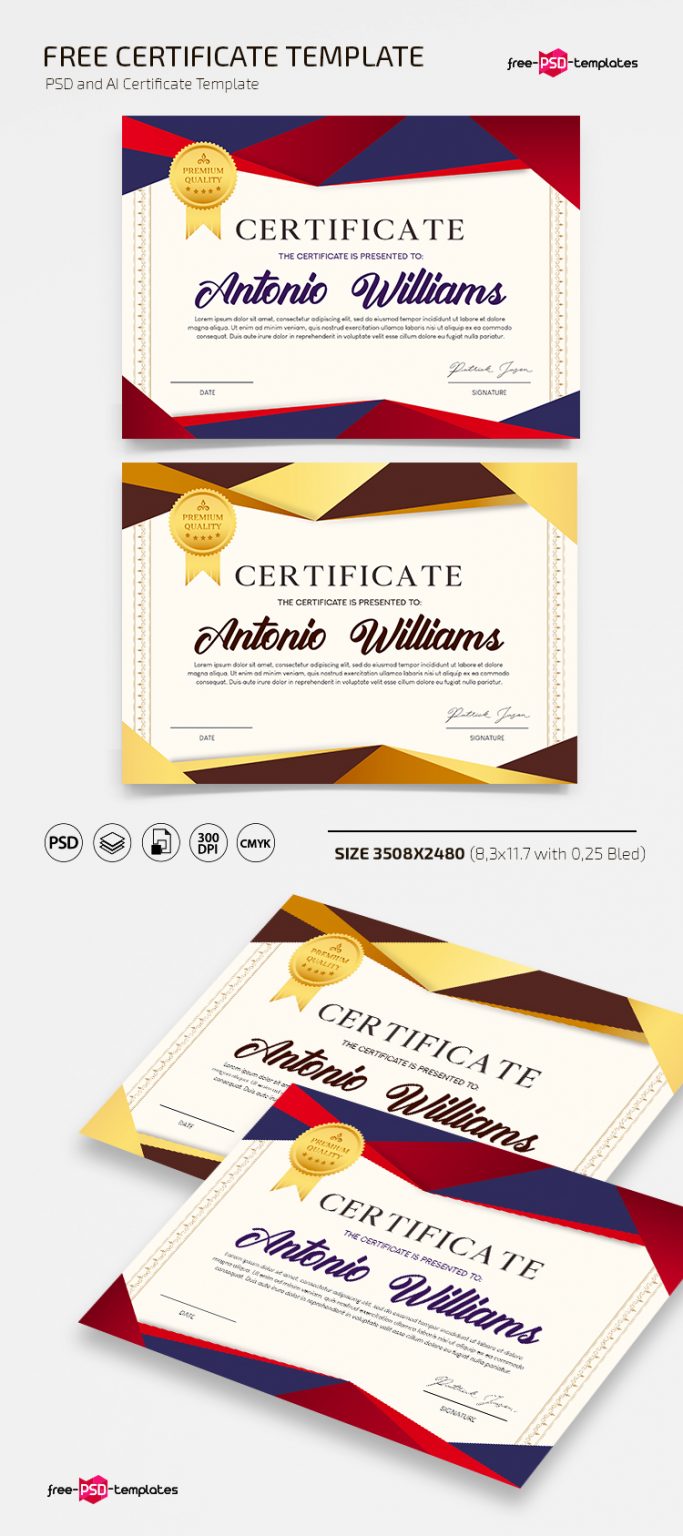 Free Certificate Template IN PSD | Free PSD Templates