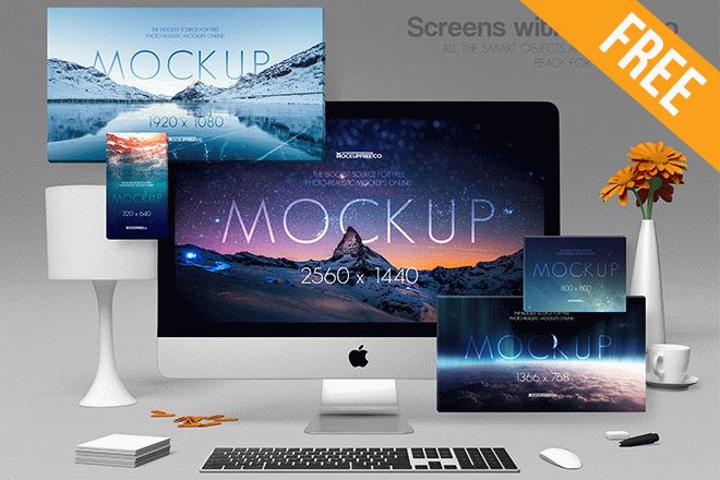 Screens with iMac Pro – 2 Free PSD Mockups – Free PSD Templates