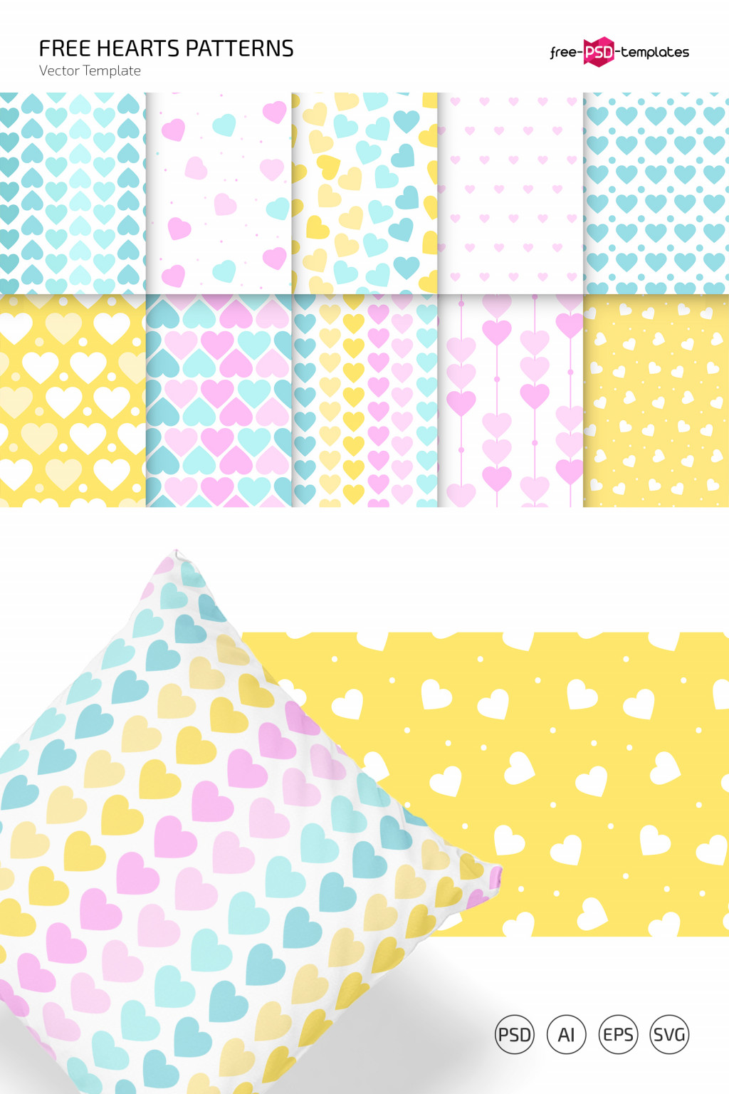 Free 10 Hearts Pattern – Free PSD Templates