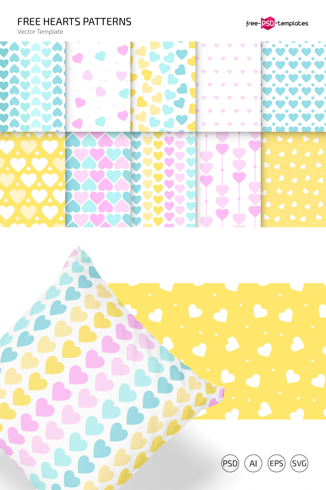 Free 10 Hearts Pattern – Free PSD Templates