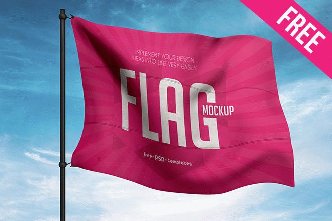 Free Flag Mock-up in PSD – Free PSD Templates