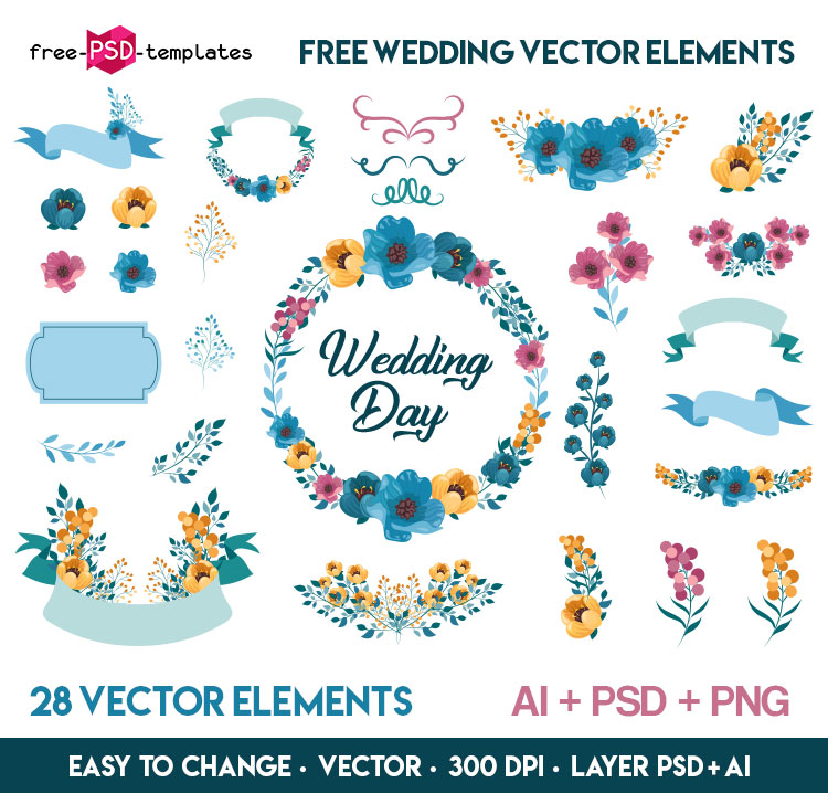 Free Wedding Vector Elements – Free PSD Templates