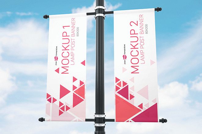 Free Lamp Post Banner Mock-up in PSD – Free PSD Templates