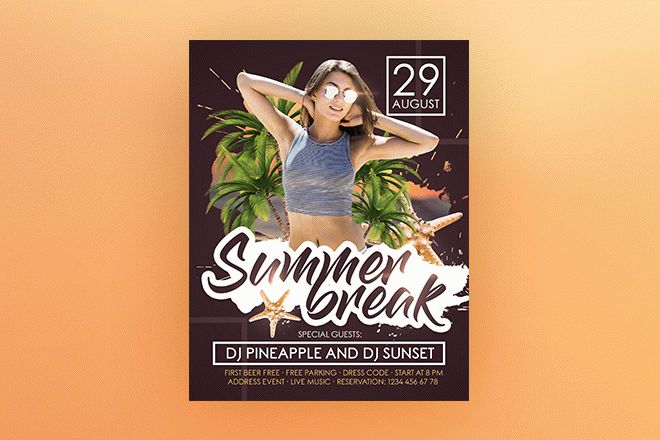 Free Summer Break Flyer in PSD – Free PSD Templates