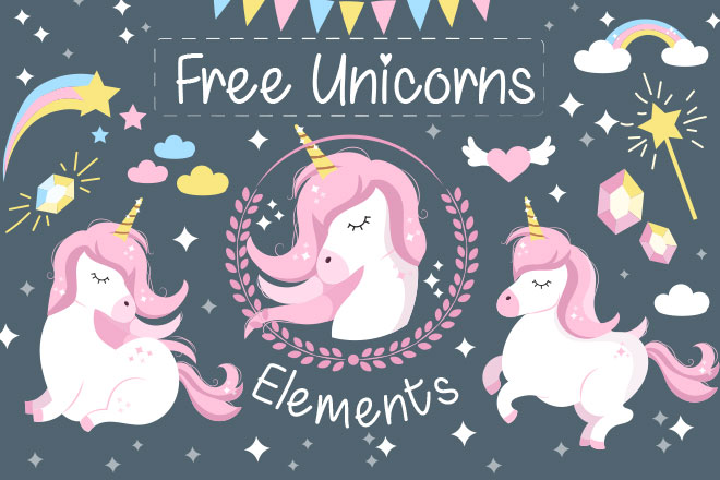Free Vector Unicorns Elements – Free PSD Templates