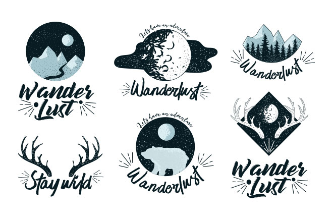 Free Wanderlust Vector Logo Set – Free PSD Templates