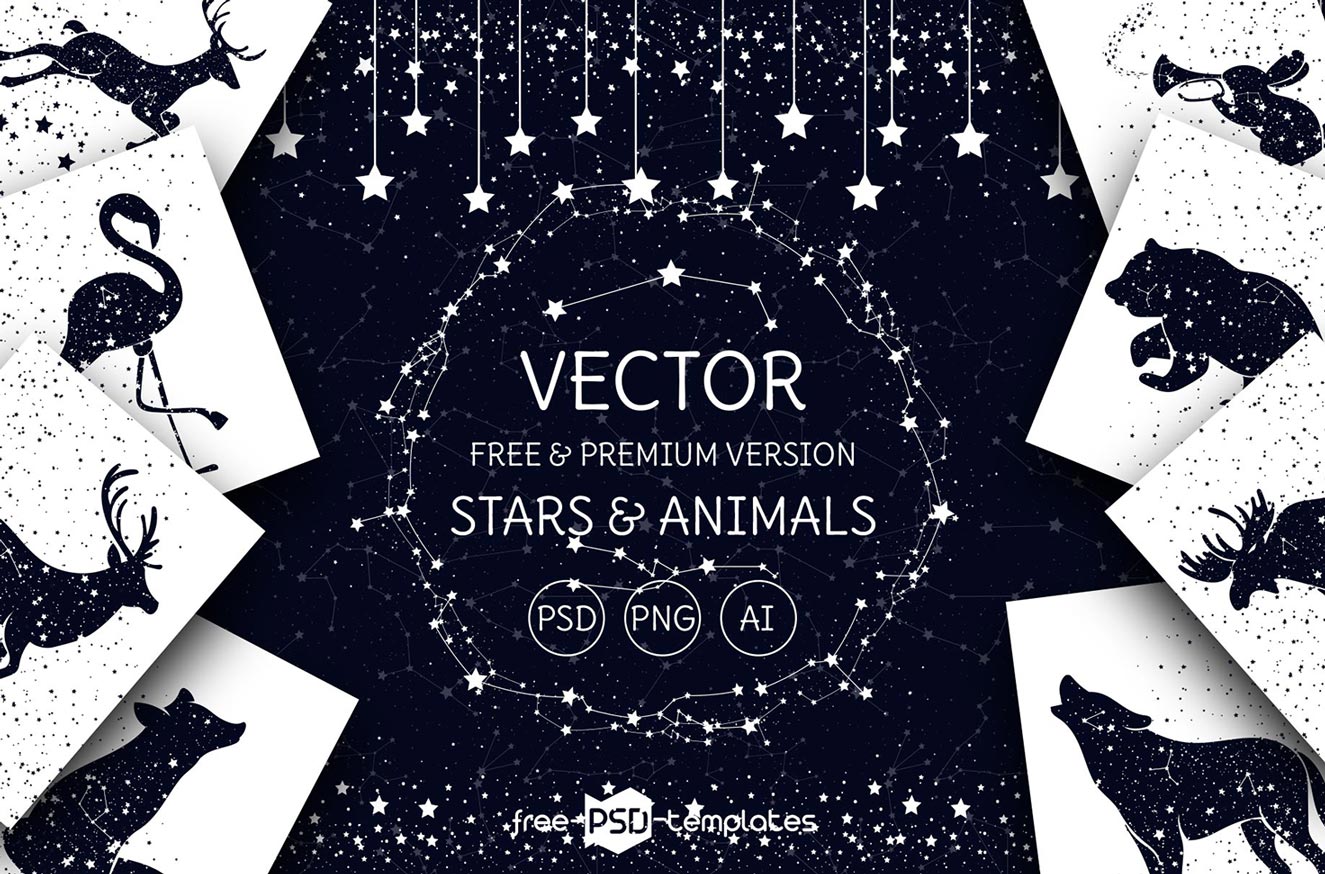 Free Star and Animals vector illustrations – Free PSD Templates