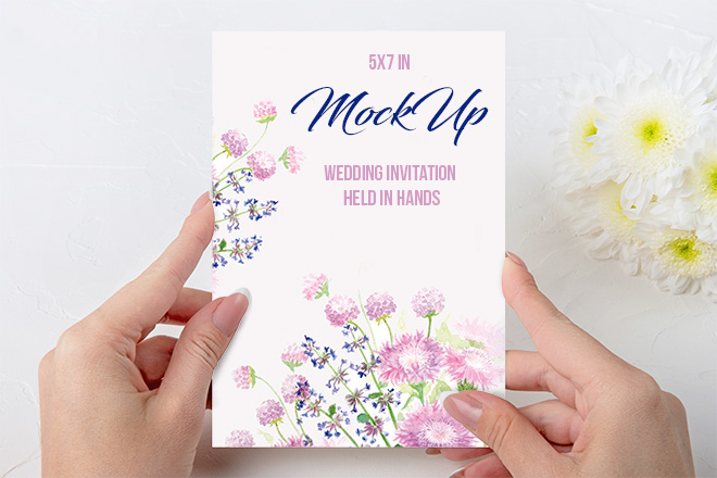 Free Wedding Invitation held in Hands – Free PSD Templates