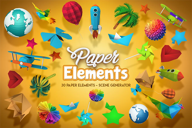 Isolated 3d paper objects - Scene Genetator – Free PSD Templates