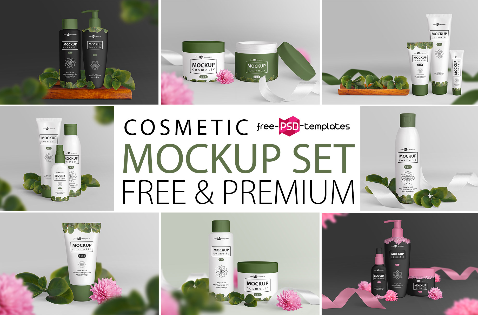 Free Cosmetic Mockup Set + Premium – Free PSD Templates