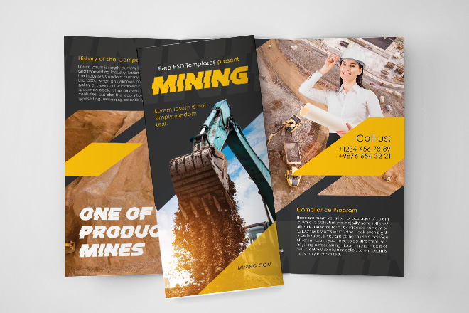 Free Mining Tri-Fold Brochure in PSD – Free PSD Templates