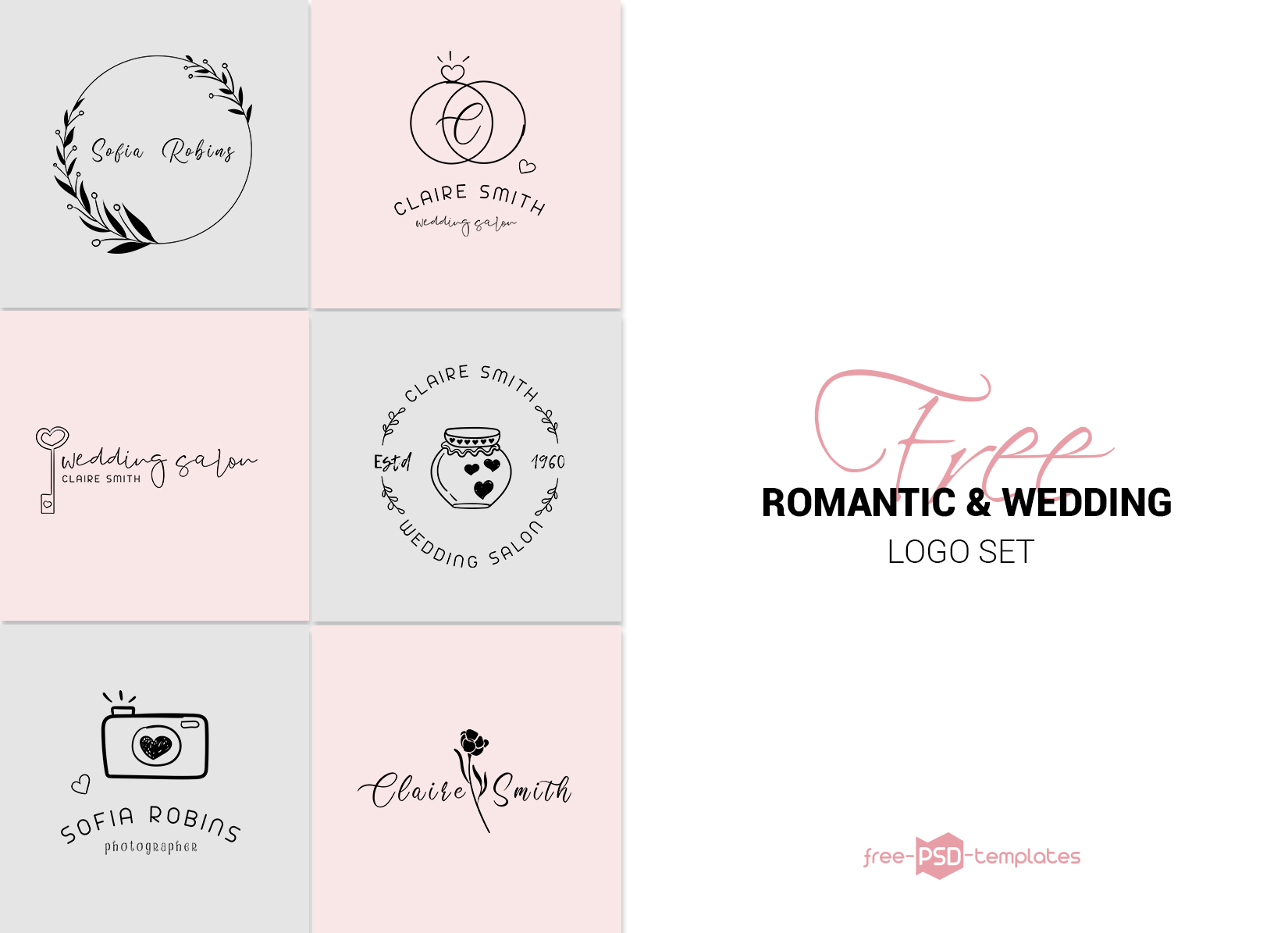 Free Vector Logo Set Romantic & Wedding – Free PSD Templates