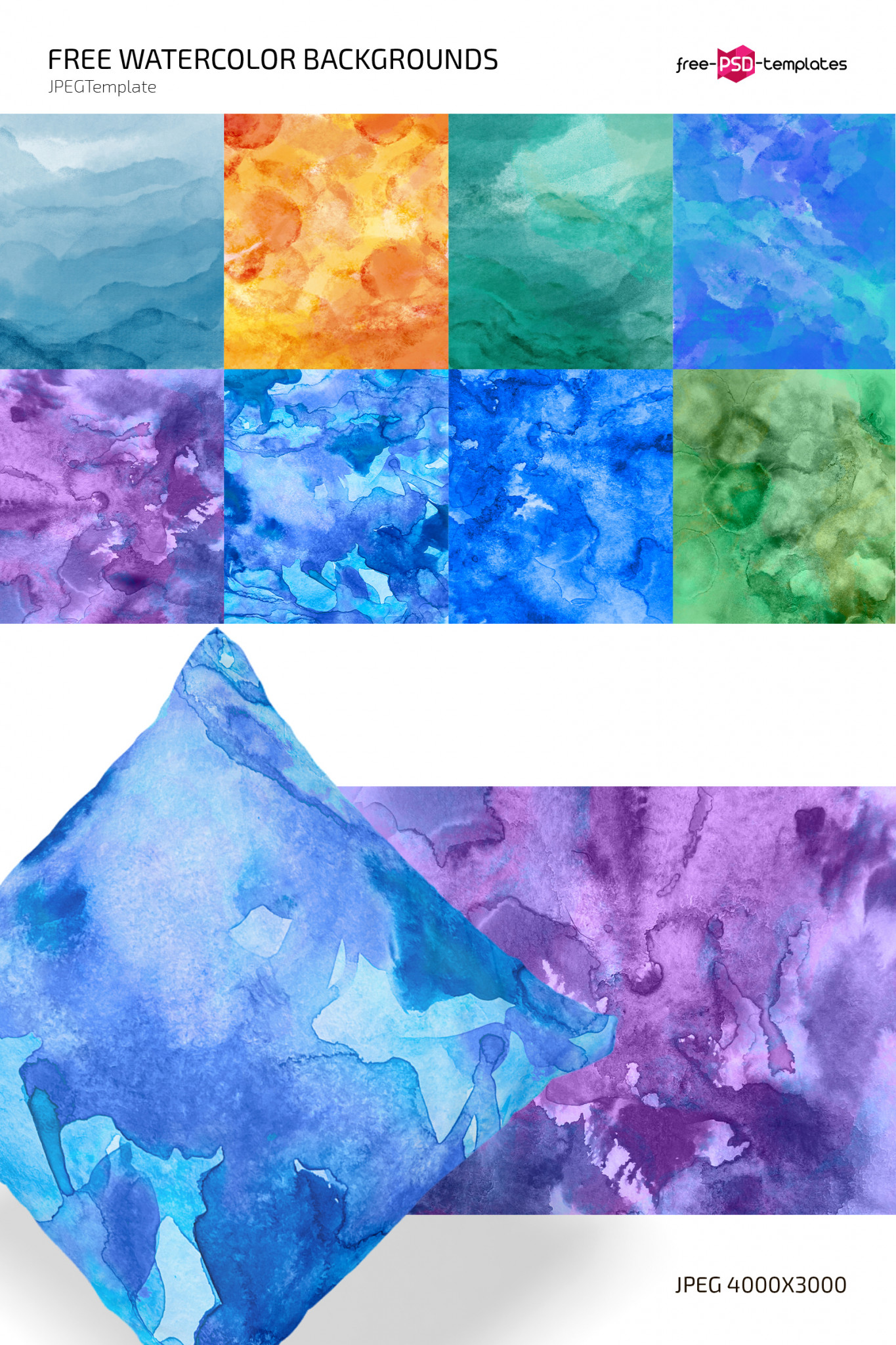 Free Colorful Textured Watercolor – Free PSD Templates