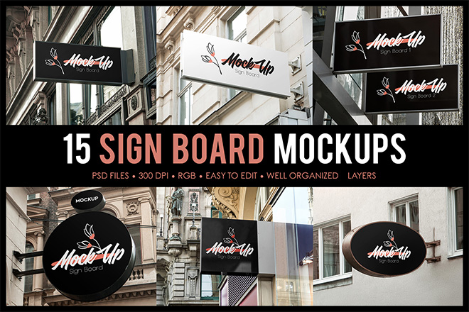 Free Sign Board MockUps + Premium Version – Free PSD Templates