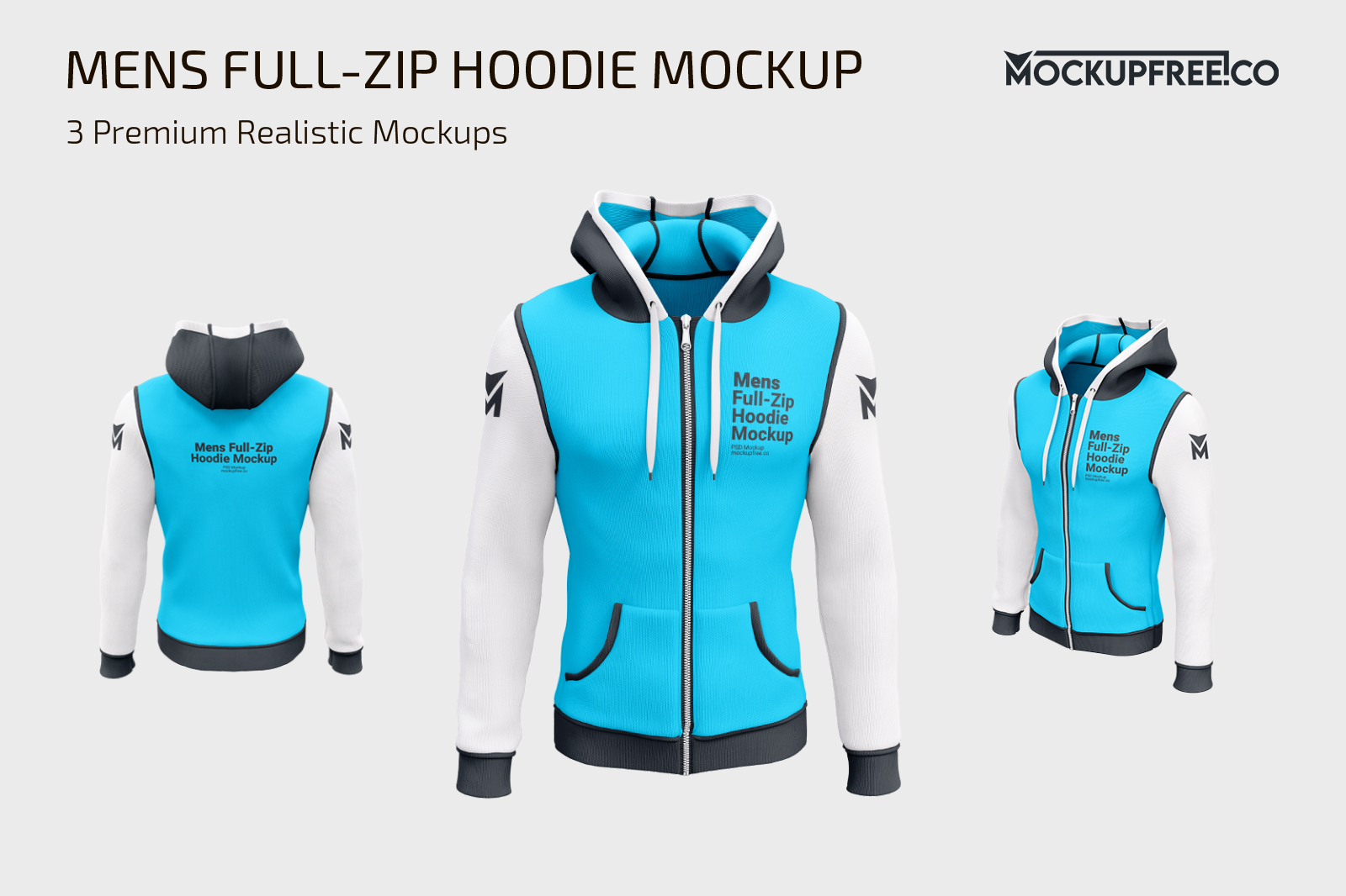 Mens Full-Zip Hoodie MockUp Set – Free PSD Templates