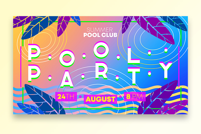Free Pool Party Banner Set – Free PSD Templates