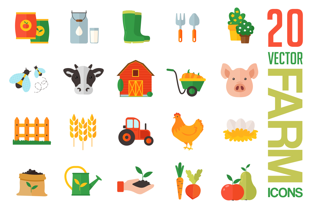 Free Farm Icons Vector Template – Free PSD Templates
