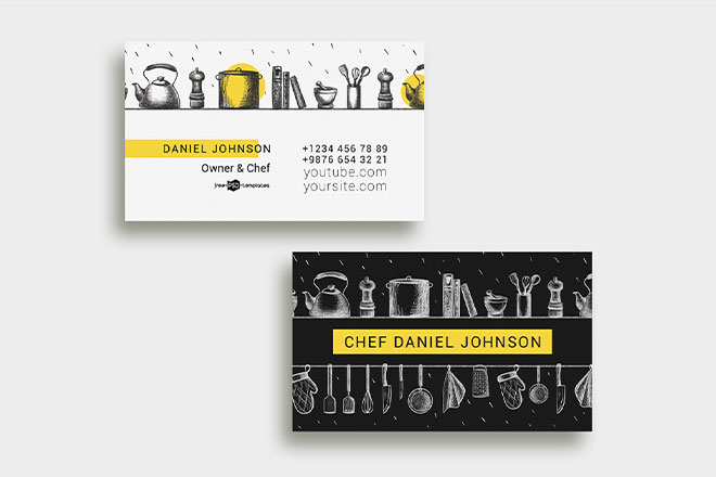 Free Chef Business Card in PSD Template Set for Photoshop