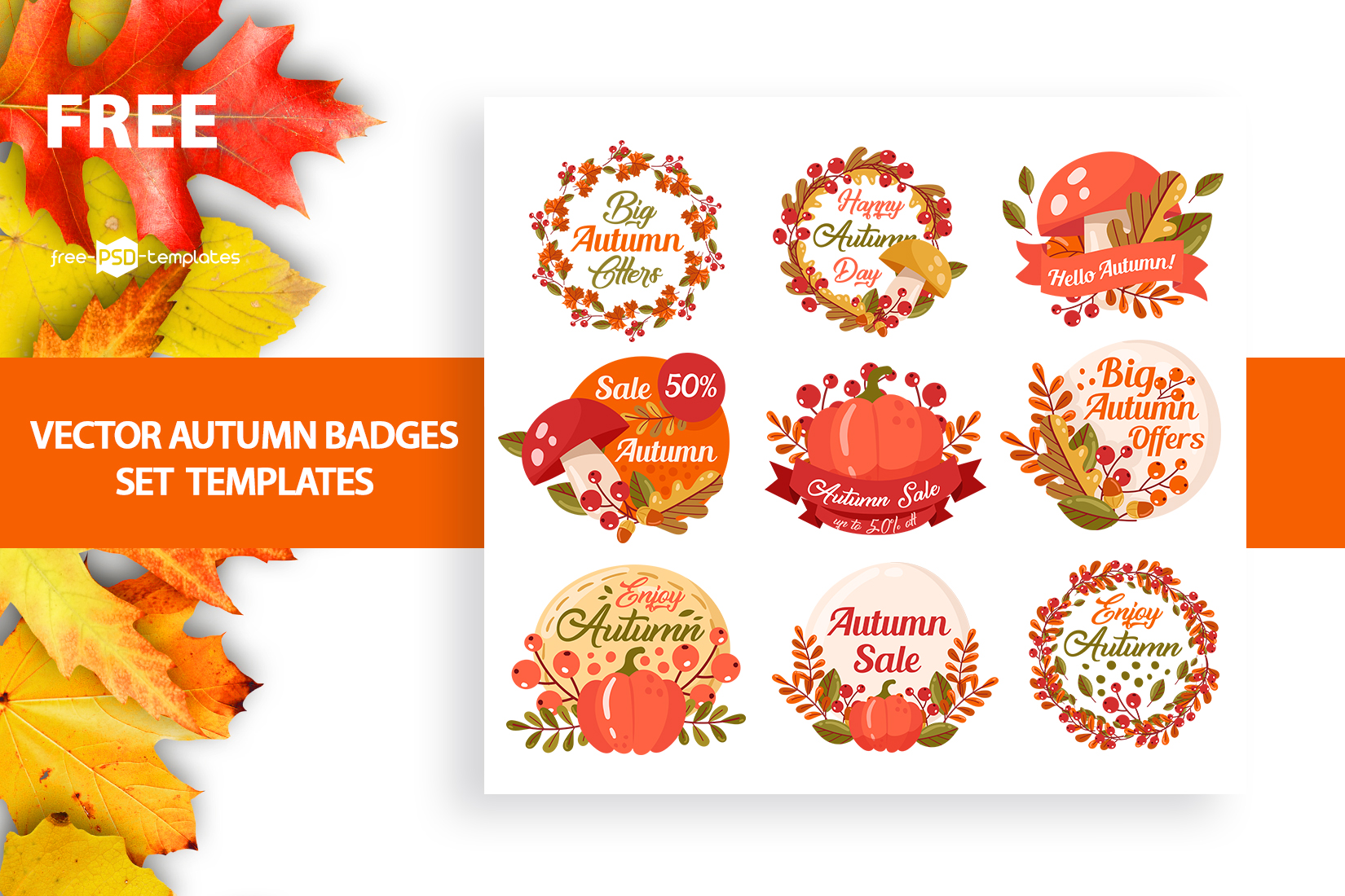 Free Autumn Badges Set Templates – Free PSD Templates