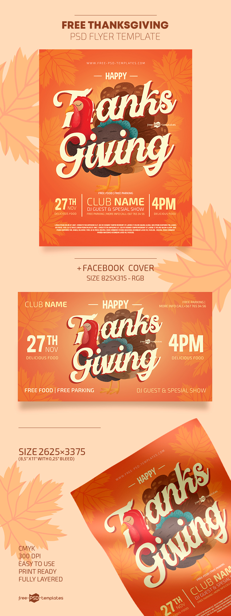 Free Thanksgiving Flyer Template In PSD Free PSD Templates