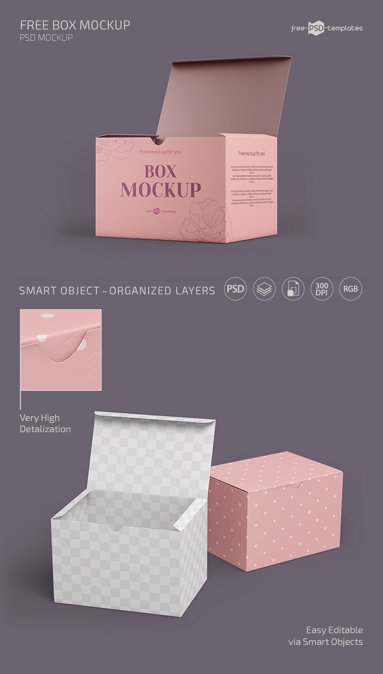 10205 Box Template Psd Free Best Quality Mockups PSD