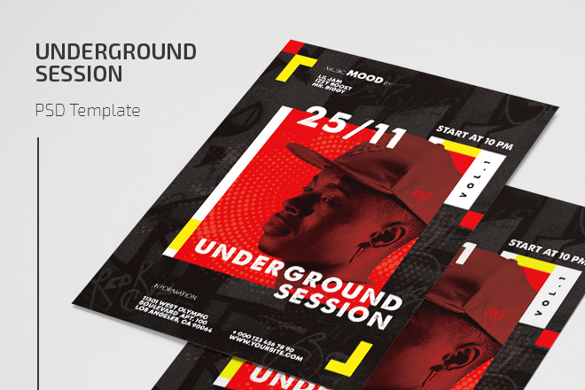 Free Underground Session Flyer Template in PSD – Free PSD Templates