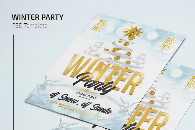 Free Winter Party Flyer Template in PSD – Free PSD Templates