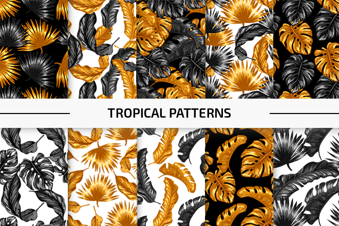 10 Free Tropical Vector Patterns Set – Free PSD Templates