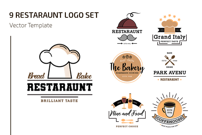 Free Restaurant Logo Set Template – Free PSD Templates