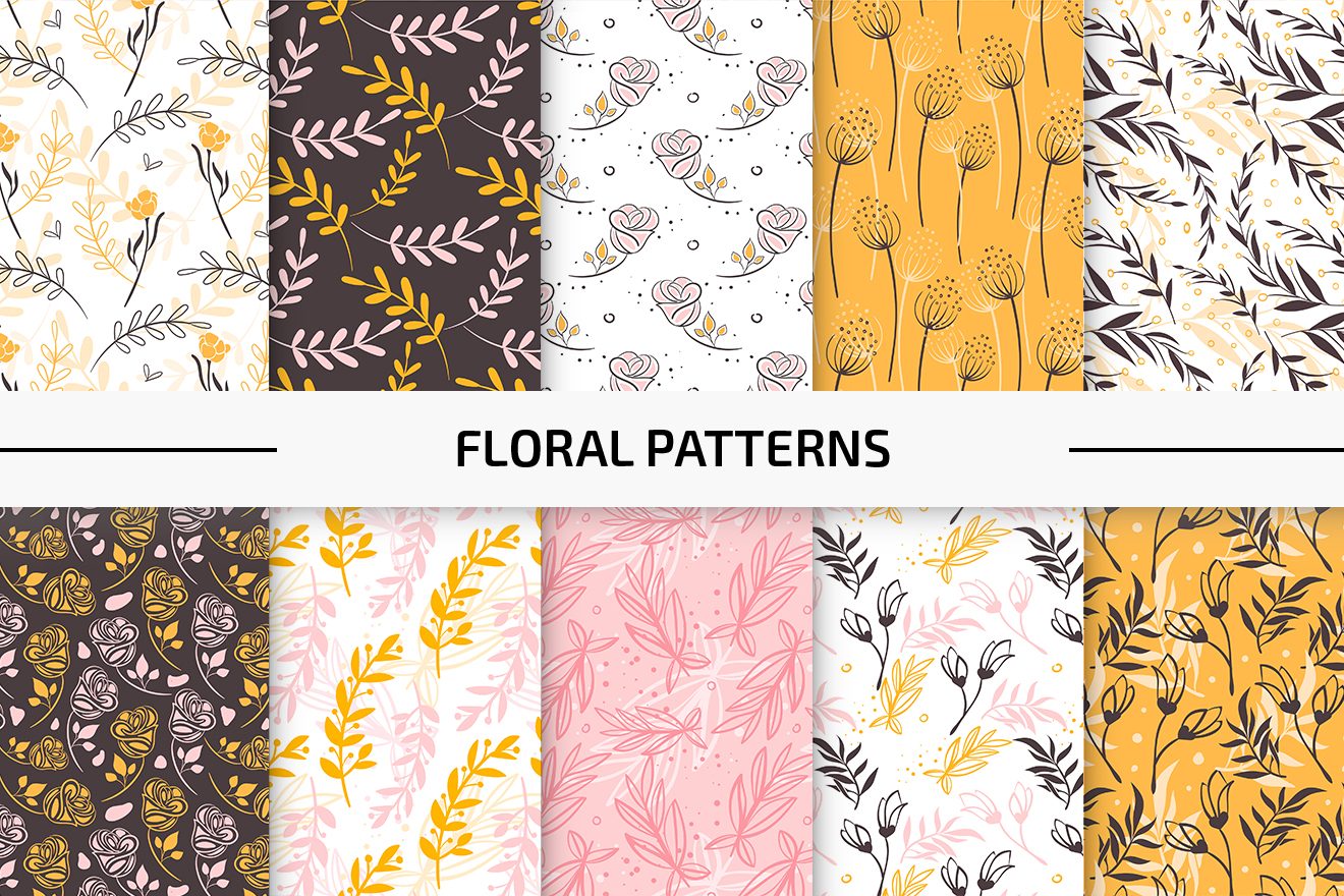 10 Free Floral Vector Patterns Set – Free PSD Templates