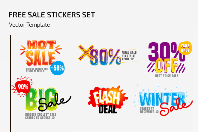 Free Vector Sale Stickers Set – Free PSD Templates