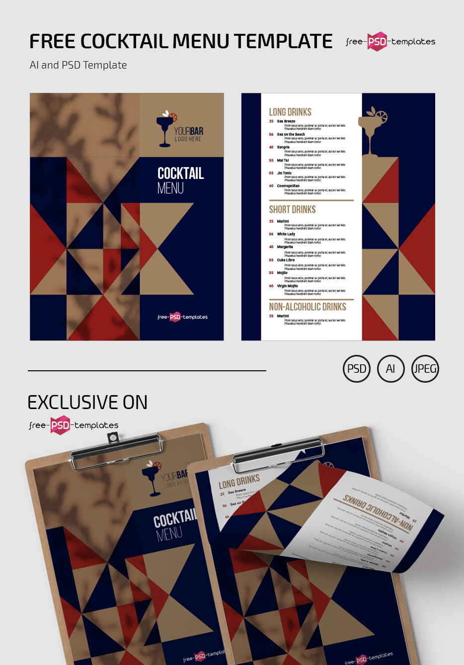 Free Cocktail Menu Template | Free PSD Templates Free Cocktail Menu Template | Free PSD Templates