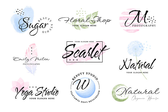 Free Watercolor Logo Set (PSD, Vector) – Free PSD Templates