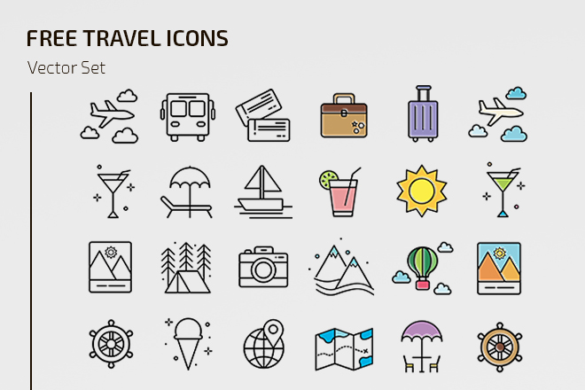 Free Travel Icons Templates – Free PSD Templates