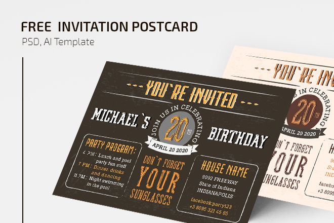 Free Invitation Postcard Templates – Free PSD Templates