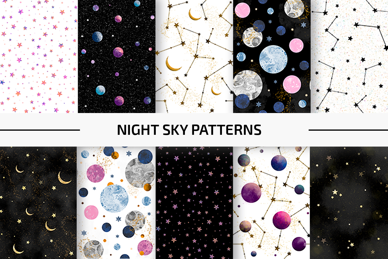 Free Night Sky Patterns Set Template – Free PSD Templates