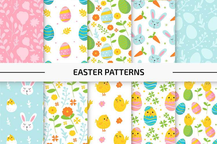 10 Free Easter Vector Patterns Set – Free PSD Templates