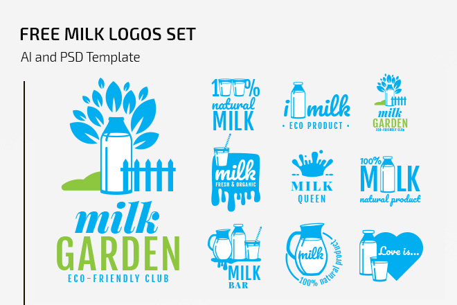 Free Milk Logos Set – Free PSD Templates
