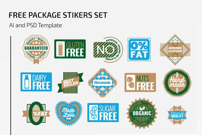 Free Package Stickers Set – Free PSD Templates