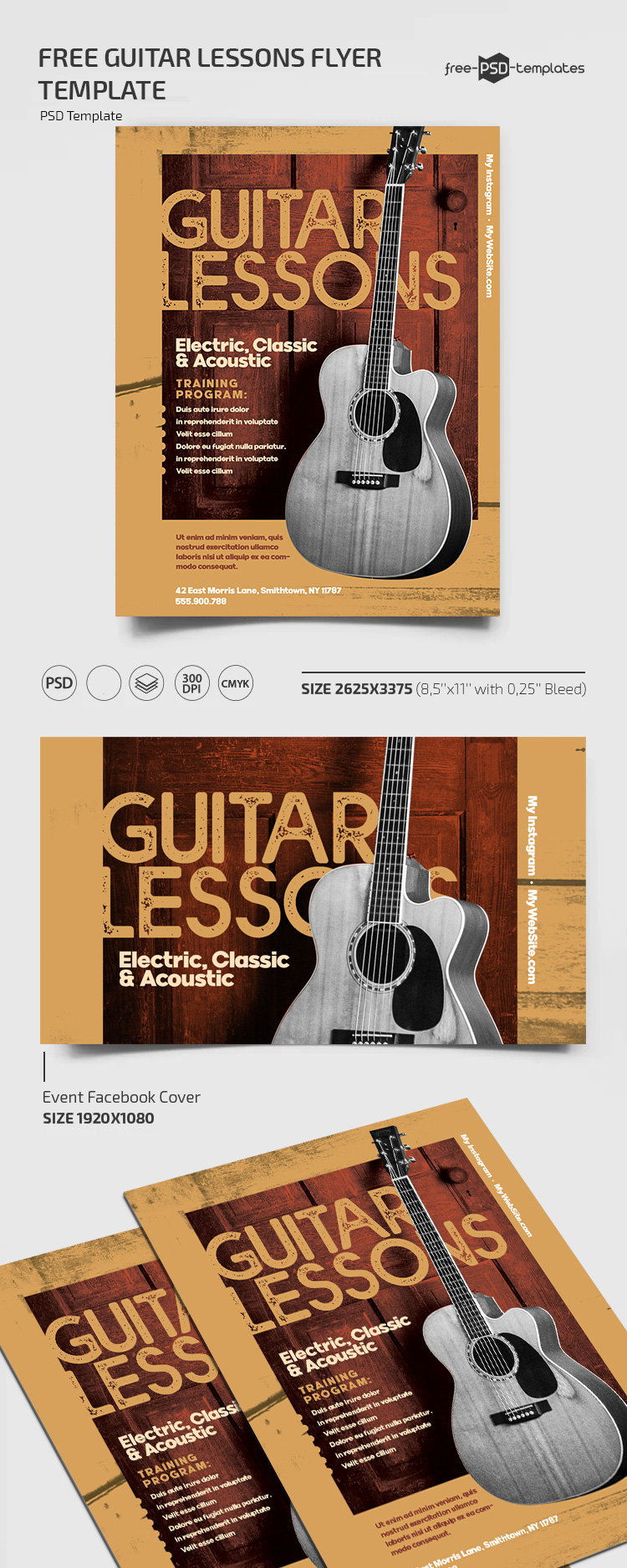 Free Guitar Lessons Flyer Template Free PSD Templates