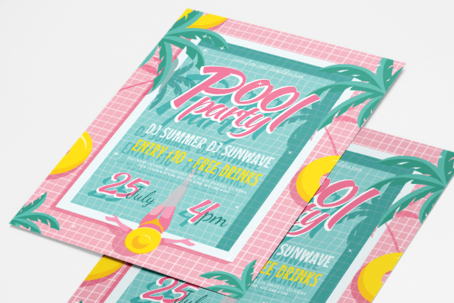 Free Pool Party Flyer Template in PSD + AI – Free PSD Templates