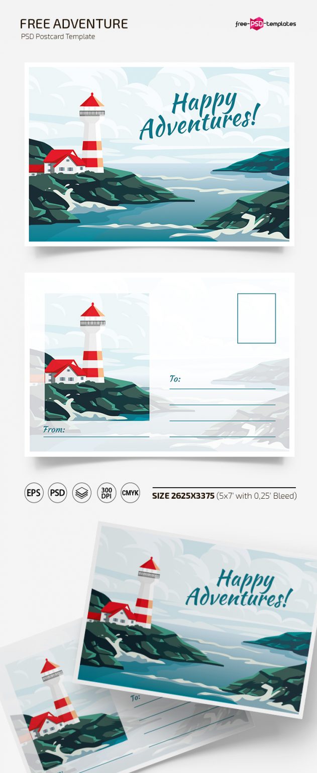 Free Adventures Postcard Templates in PSD + EPS – Free PSD Templates