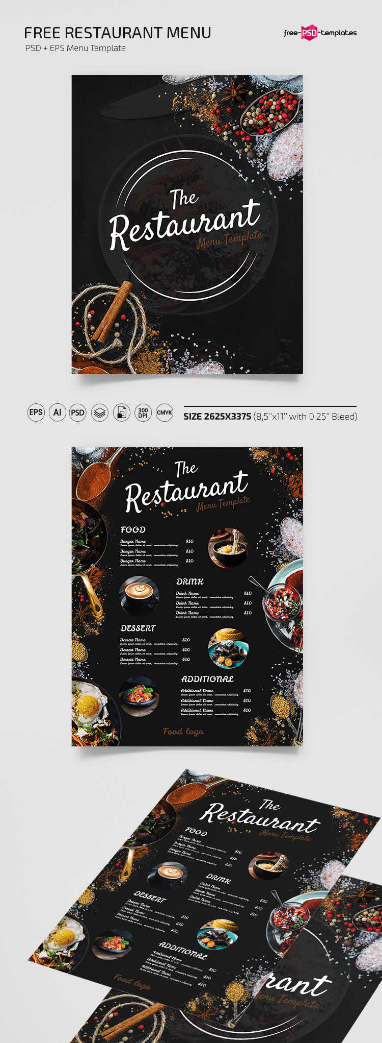 Free Restaurant Menu Templates In PSD Vector ai eps Free PSD 