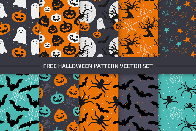 Free Halloween Pattern Set in EPS + PSD – Free PSD Templates